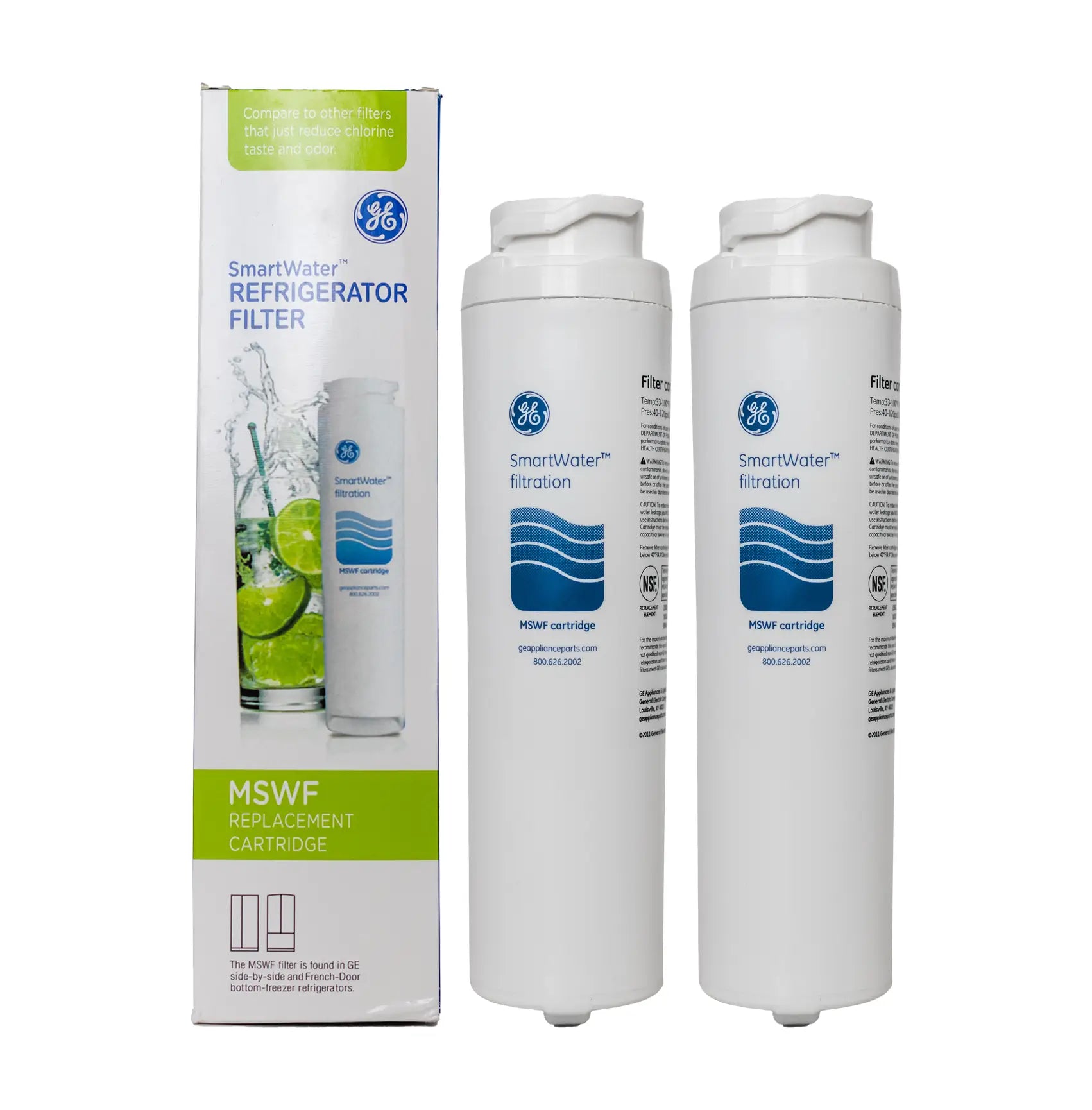 Compatible Replacement for GE MSWF Refrigerator Water Filter, 2 Pack ...